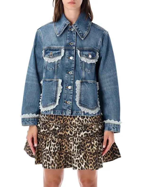 GANNI Organic & Recycled Cotton Coat - Blu