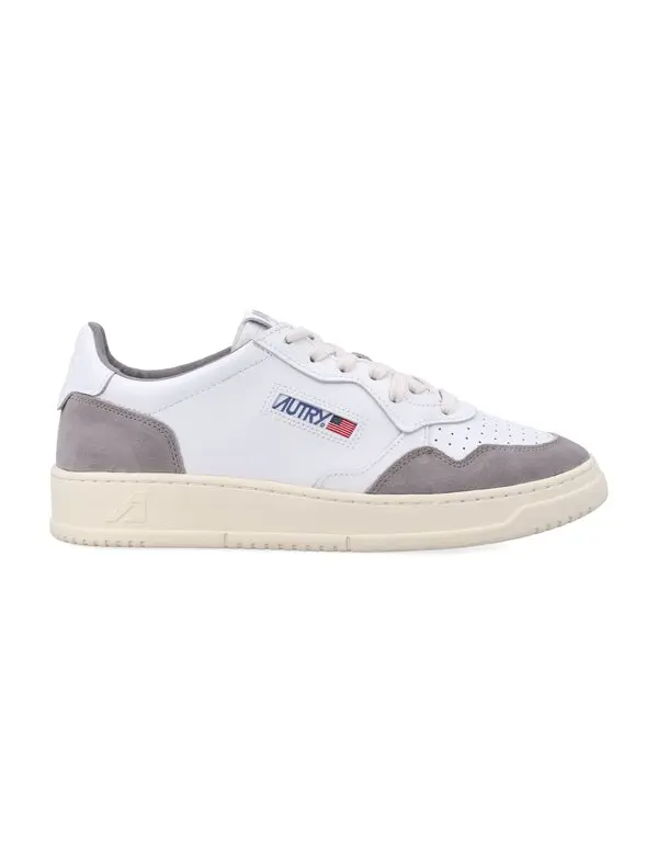 AUTRY Leather And Suede Low Top Sneakers - White Cemento