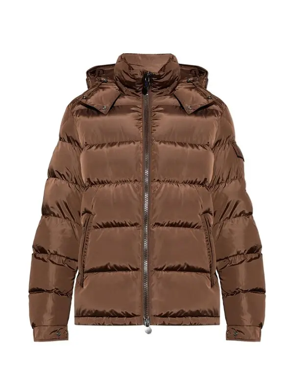 Moncler Down Puffer Jacket With Detachable Hood And Adjustable Hem - Marrone