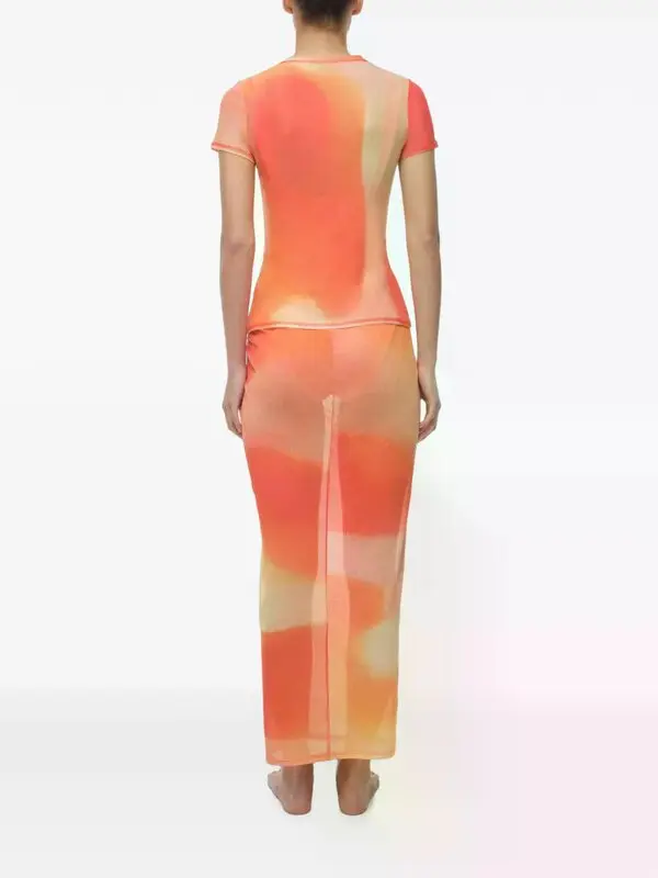 Simkhai Kensingten Ruched Mesh Maxi Skirt