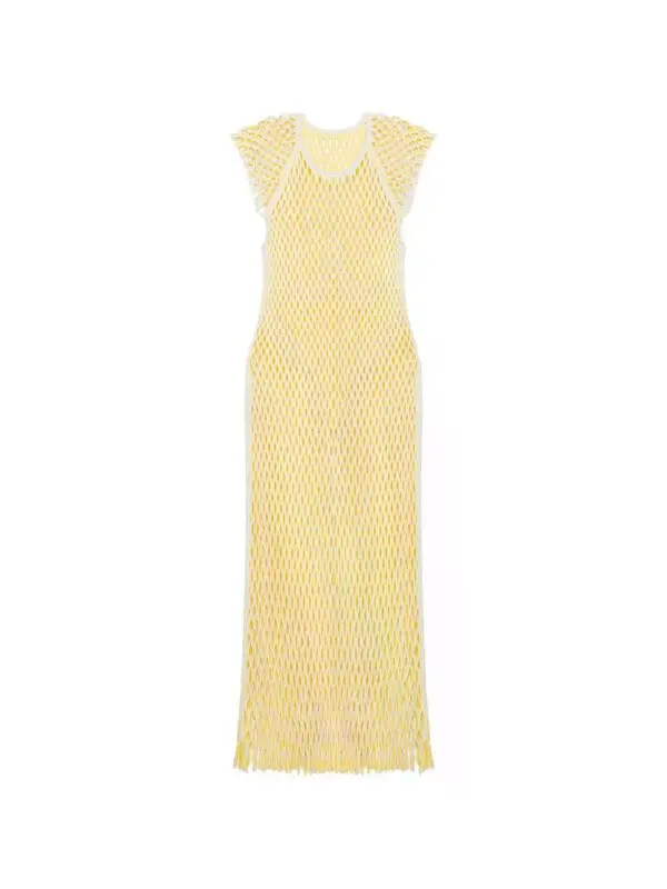 Simkhai Faylen Open-knit Fringed Midi Dress - Yellow