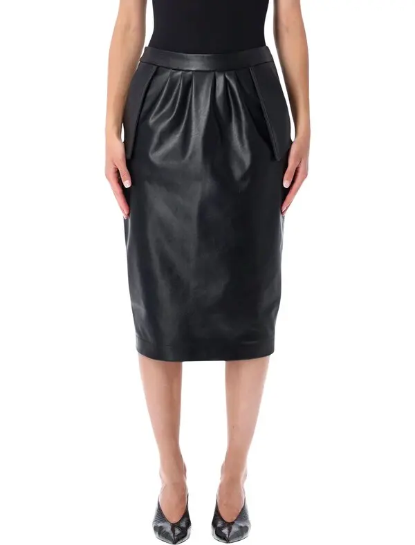 Stella McCartney Vegan Leather Midi Skirt - Nero