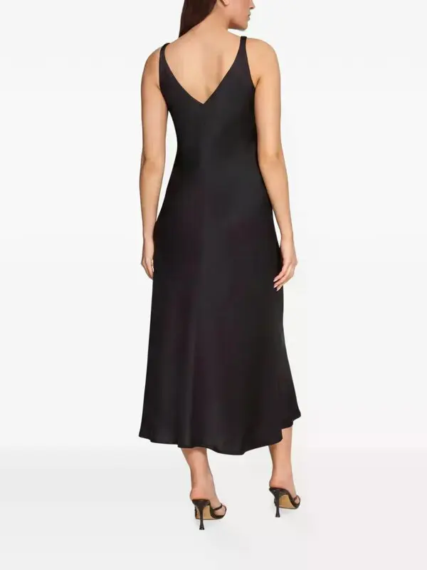 VERA MONT V-neck Sleeveless Satin Midi Dress