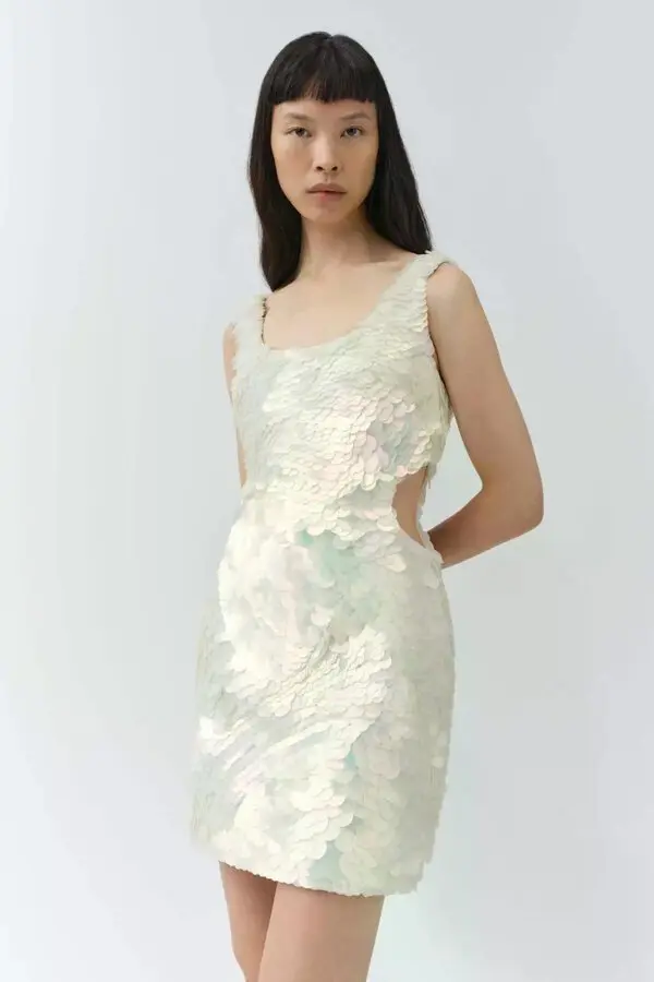 Simkhai Emilie Sequin-embellished Cutout Mini Dress
