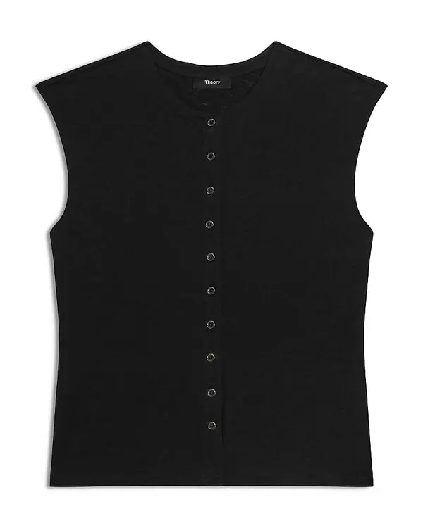 Theory Sleeveless Cotton Cardigan - Black