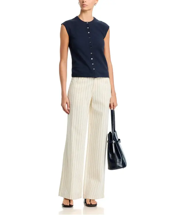 Theory Sleeveless Cotton Cardigan - Nocturne Navy
