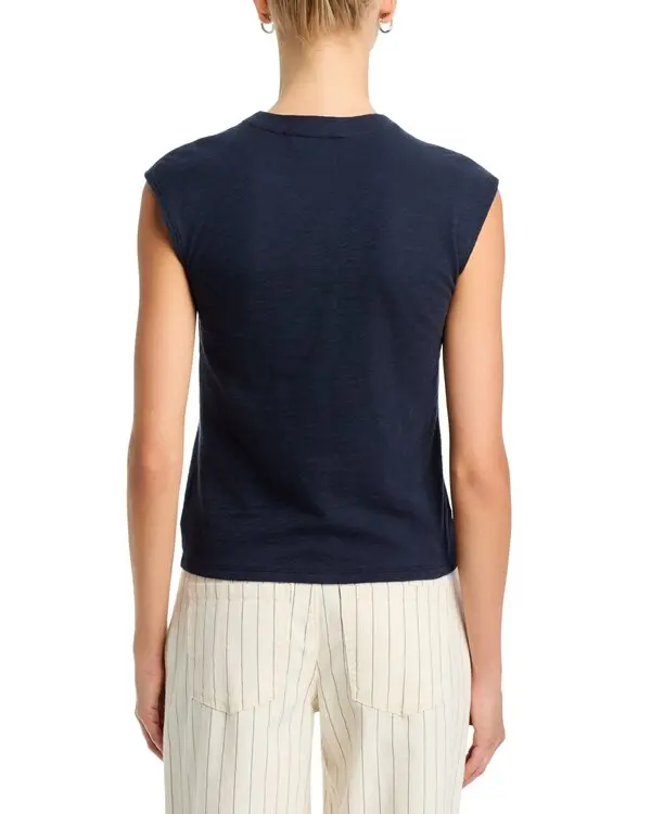 Theory Sleeveless Cotton Cardigan - Nocturne Navy