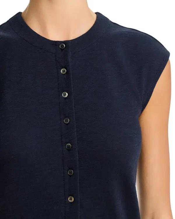 Theory Sleeveless Cotton Cardigan - Nocturne Navy
