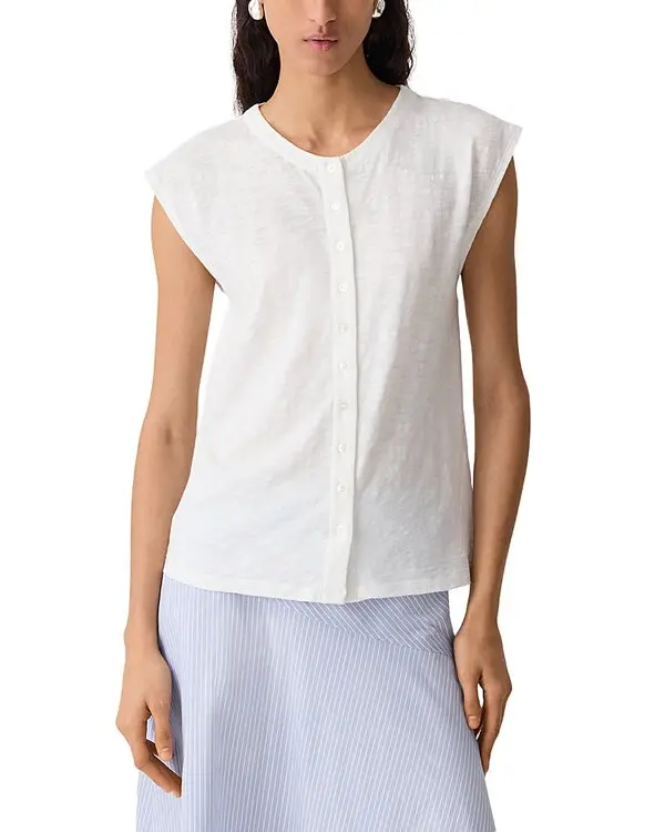 Theory Sleeveless Cotton Cardigan - White