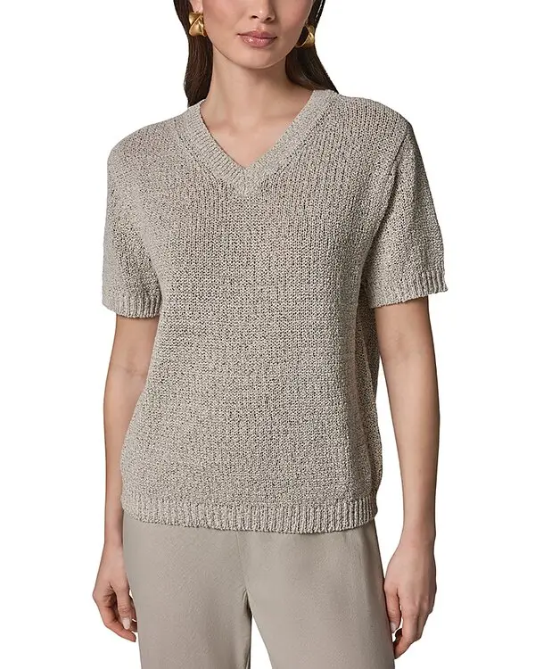 DONNA KARAN WEEKEND Donna Karan Easy V-neck Sweater - Sandstone Multi