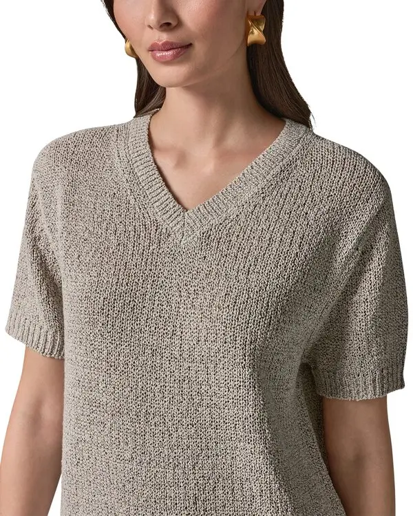 DONNA KARAN WEEKEND Donna Karan Easy V-neck Sweater - Sandstone Multi