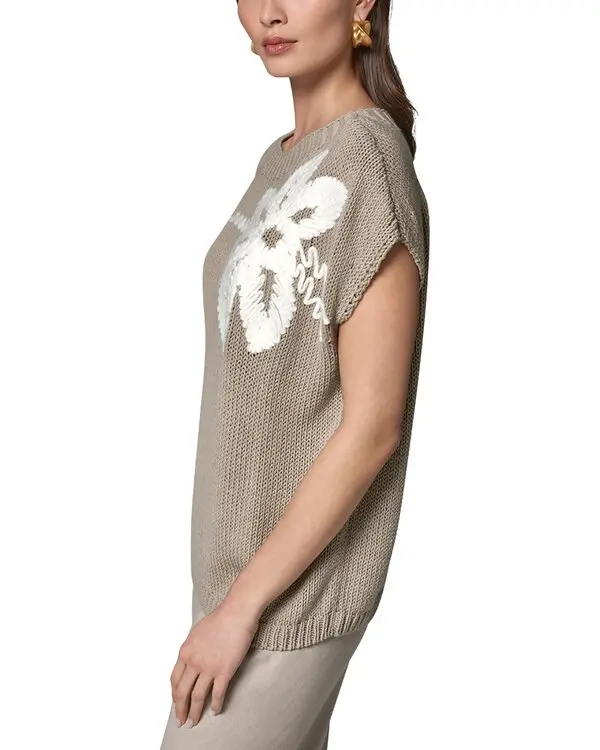 DONNA KARAN WEEKEND Embroidered Crewneck Sweater
