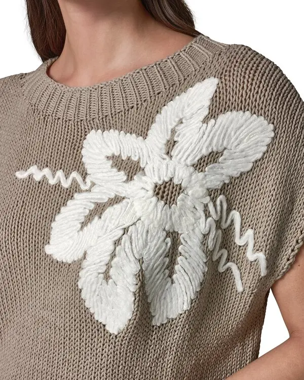 DONNA KARAN WEEKEND Embroidered Crewneck Sweater