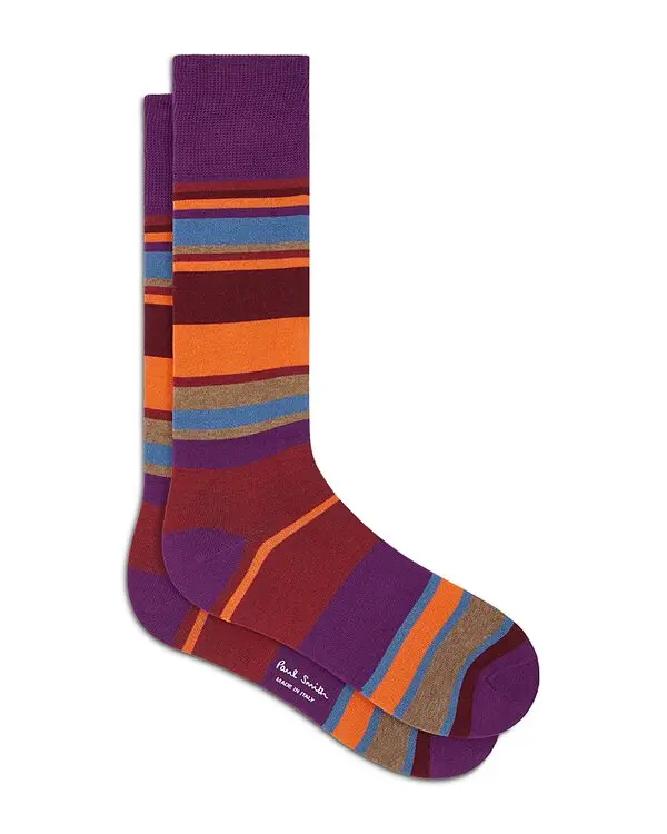 Paul Smith Ozzy Stripe Crew Socks - Dark Violet