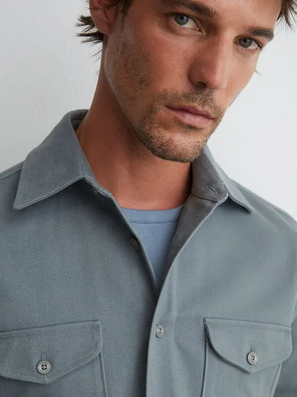 REISS Astra Cotton-twill Twin-pocket Regular-fit Shirt - Airforce Blue