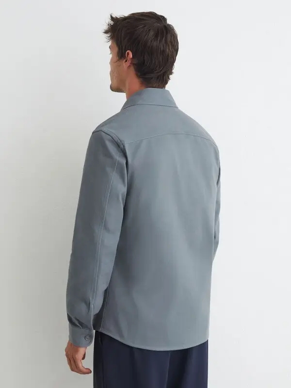 REISS Astra Cotton-twill Twin-pocket Regular-fit Shirt - Airforce Blue