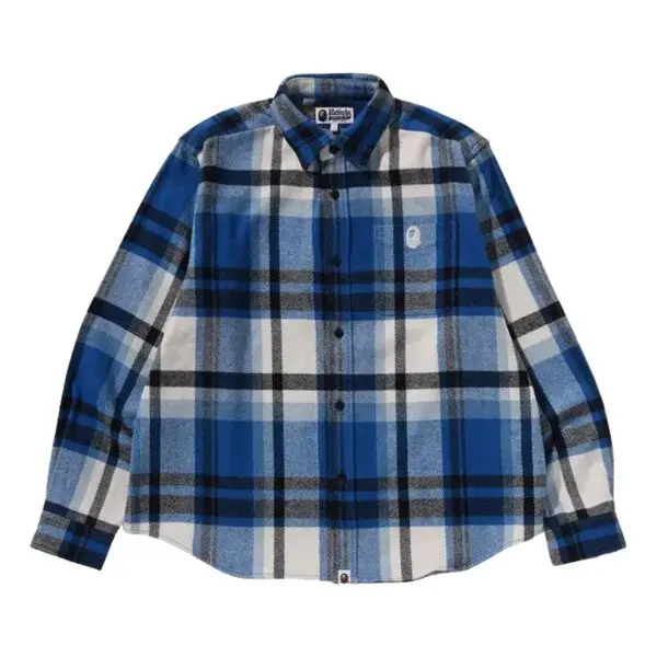 A BATHING APE Check Relaxed Fit Shirt - Blue