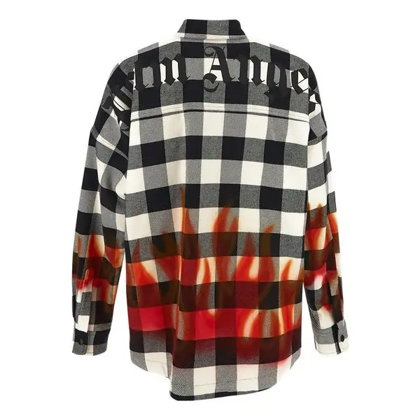 Palm Angels Fw22 Burning Logo Overshirt 'black Red