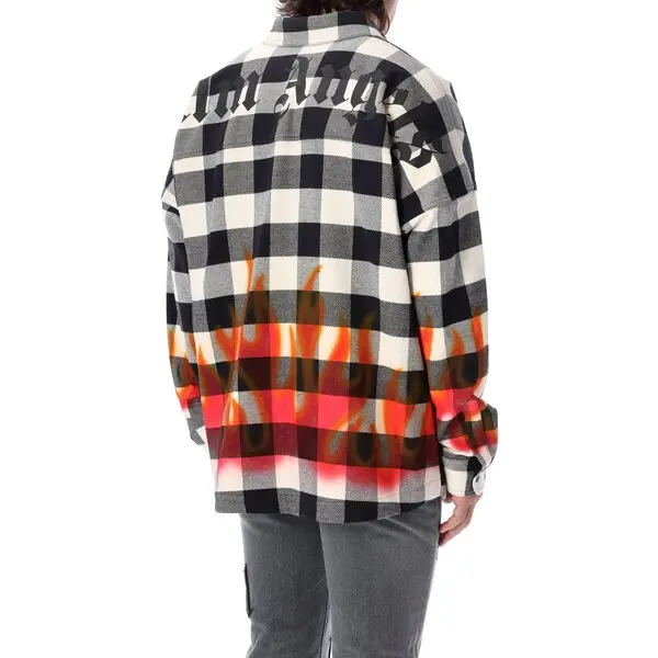 Palm Angels Fw22 Burning Logo Overshirt 'black Red
