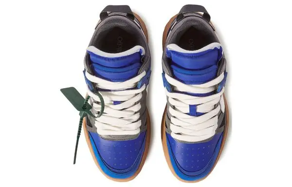 Off-White Sponge Mid-top Sneakers 'blue White Grey Tan