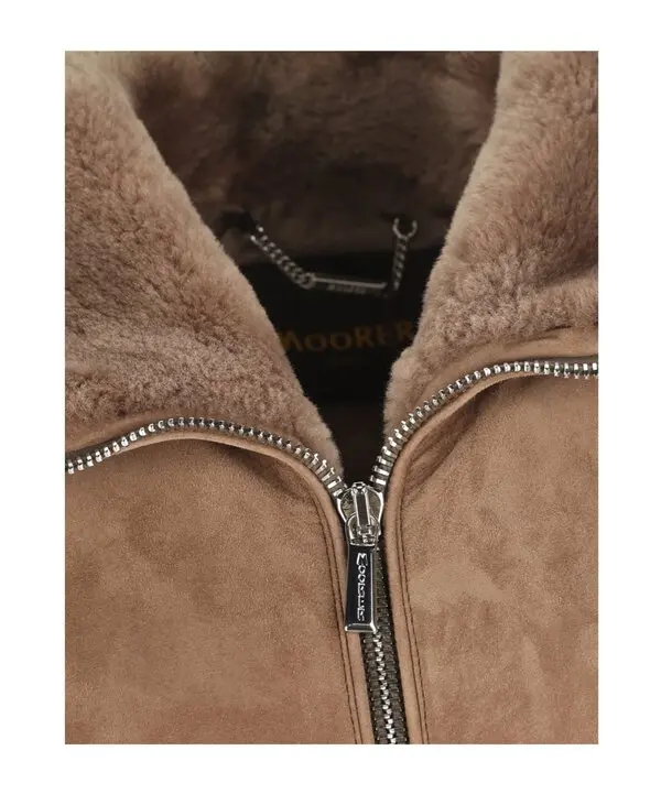 MOORER Shearling Collar Zip-up Jacket