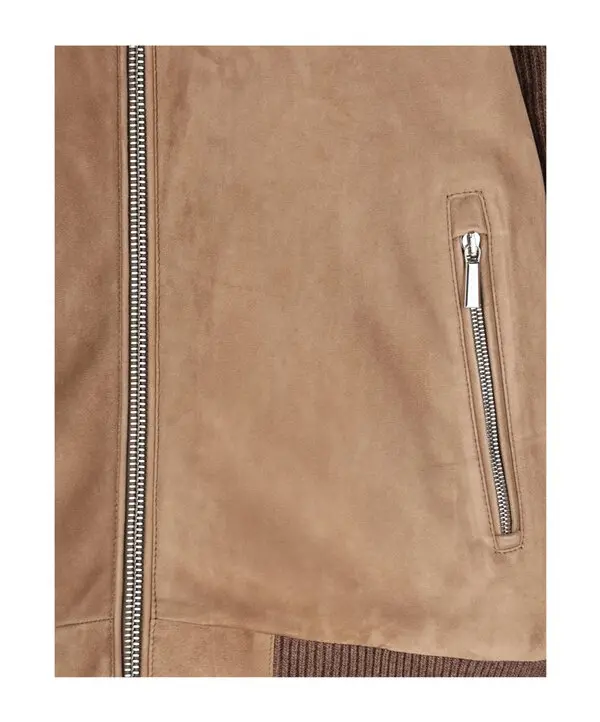 MOORER Shearling Collar Zip-up Jacket