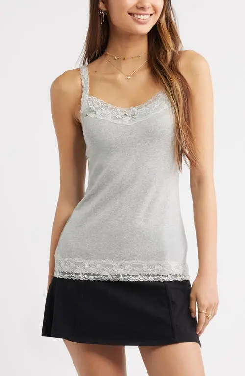 Bp. Lace Trim Camisole - Grey Soft Heather