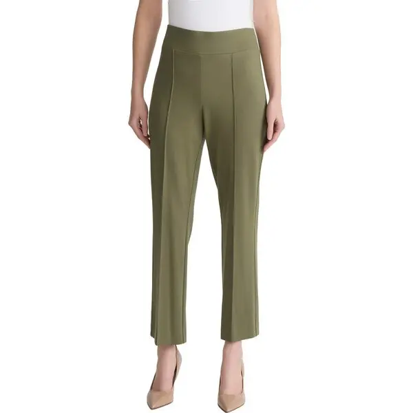 Jones New York Pintuck Pull-on Straight Leg Ankle Pants - Jasper Green