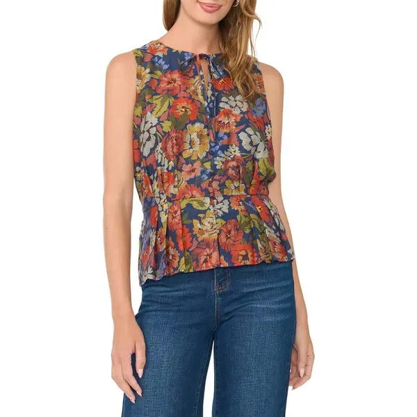 Vince Camuto Pleated Peplum Sleeveless Top