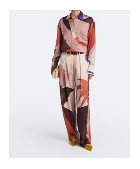 Victoria Beckham Printed Satin Wide-leg Pants
