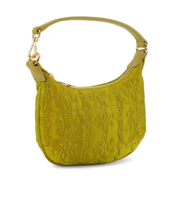 GANNI Olive Butterfly Mini Flat Satin Pouch