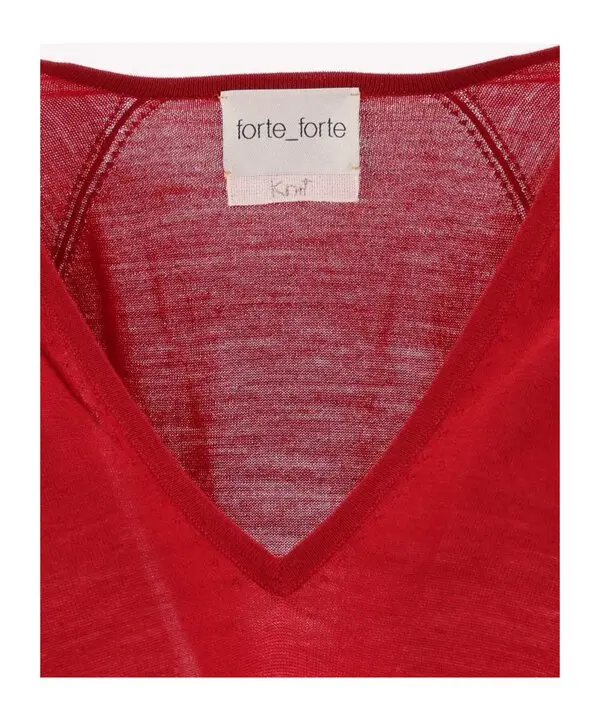 FORTE_FORTE Sheer V-neck Knitted Sweater