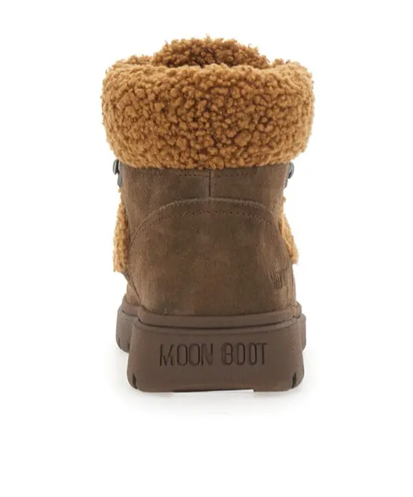 Moon Boot Round Toe Lace-up High-top Boots With Fleece Detail