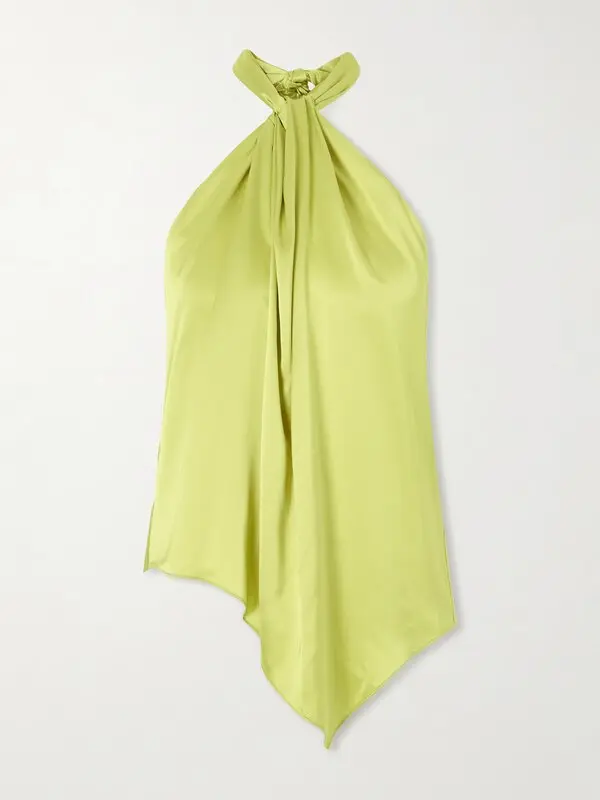 Aflalo Safira Silk-satin Halterneck Top