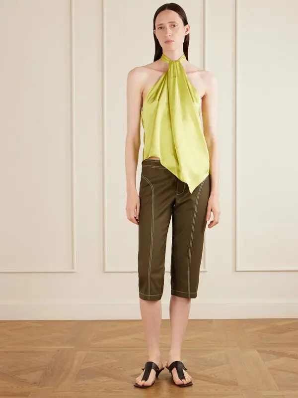 Aflalo Safira Silk-satin Halterneck Top