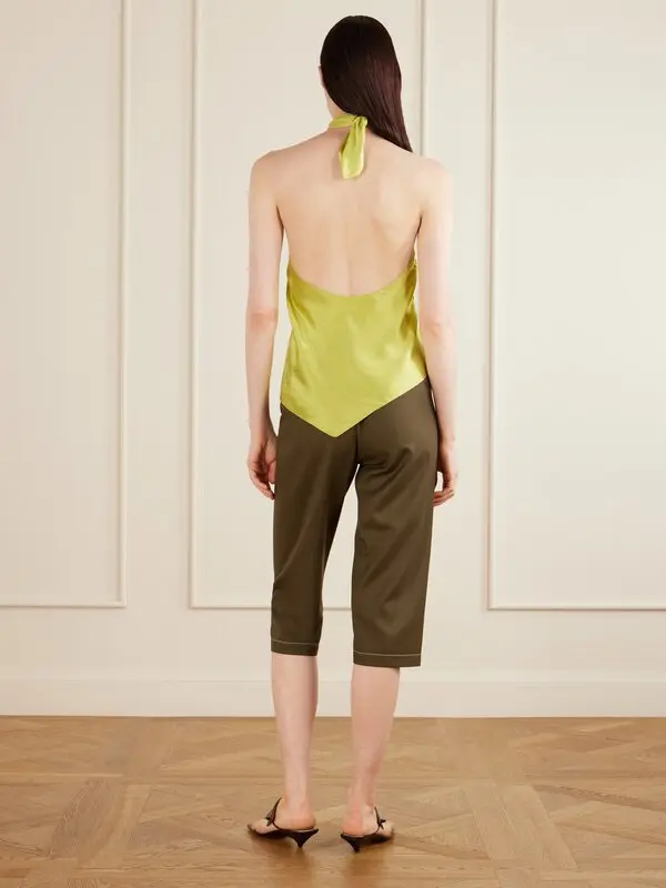 Aflalo Safira Silk-satin Halterneck Top