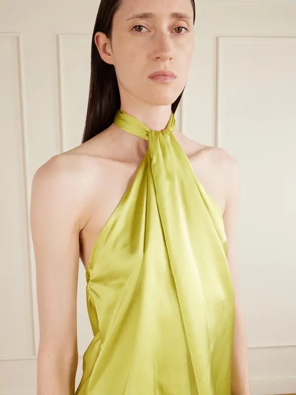 Aflalo Safira Silk-satin Halterneck Top