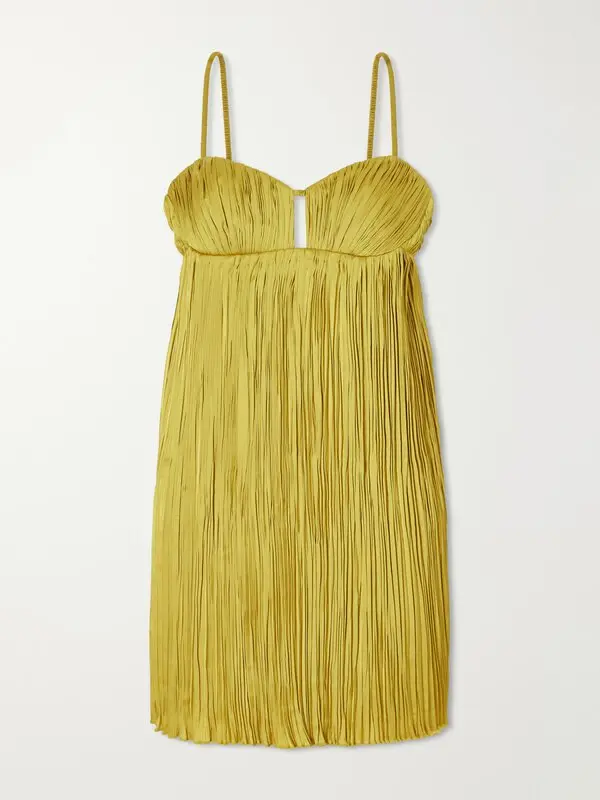 Aflalo Siren Plissé Mini Dress - Green