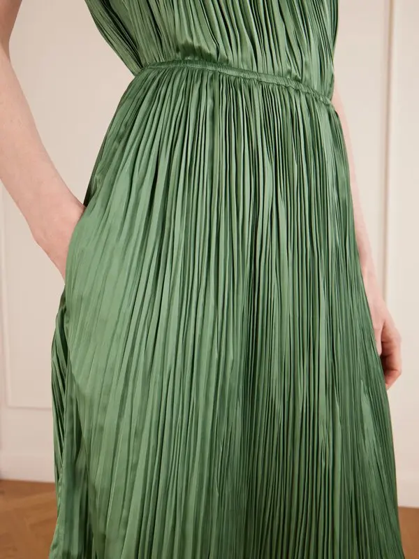 Aflalo Avelline Plissé-satin Midi Skirt