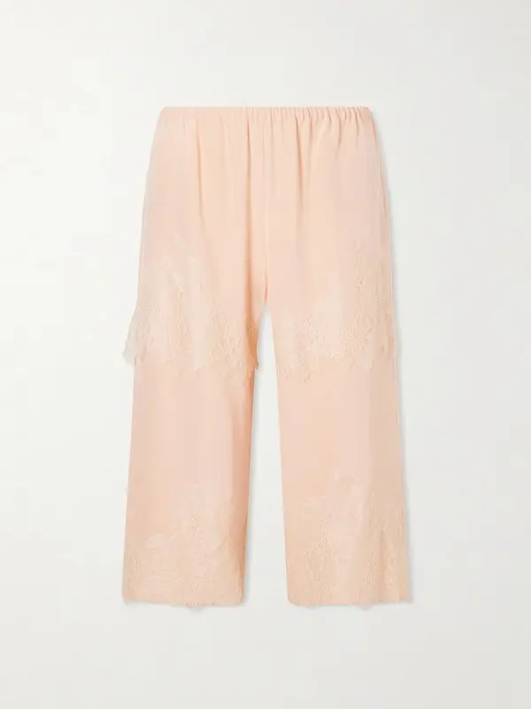 Aflalo Auden Lace-trimmed Silk-satin Shorts