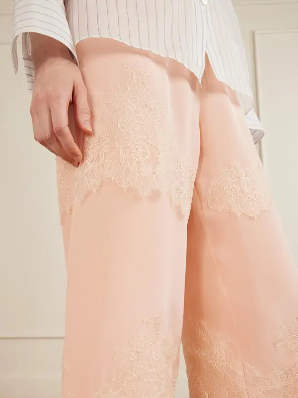 Aflalo Auden Lace-trimmed Silk-satin Shorts