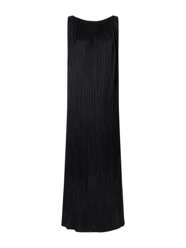 Aflalo Celestia Plissé-satin Maxi Dress - Black