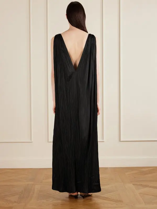 Aflalo Celestia Plissé-satin Maxi Dress
