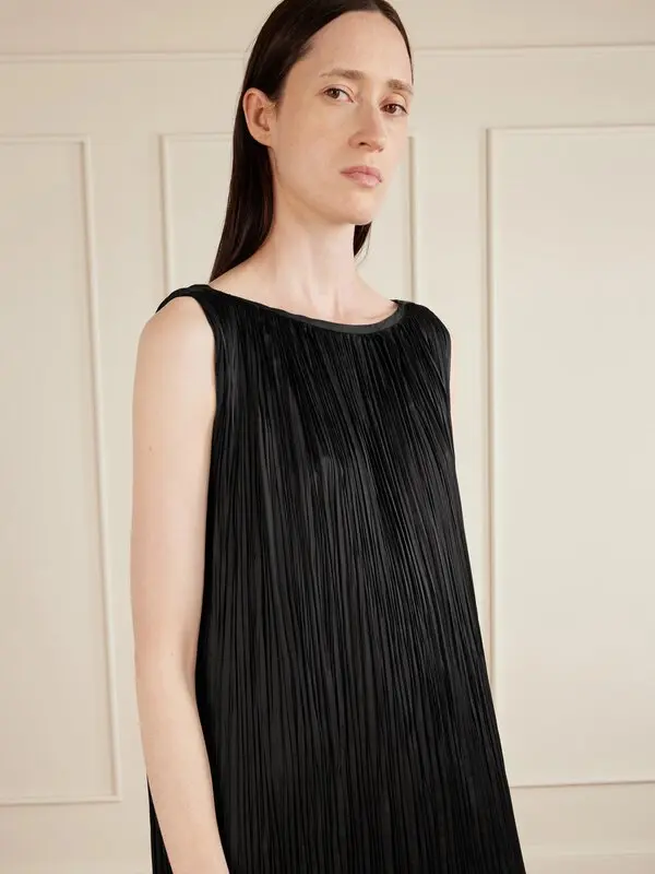 Aflalo Celestia Plissé-satin Maxi Dress