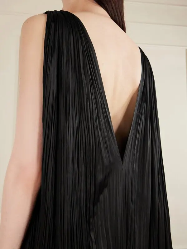 Aflalo Celestia Plissé-satin Maxi Dress