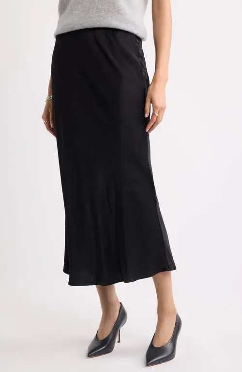 Nordstrom Bias Cut Satin Maxi Skirt - Black