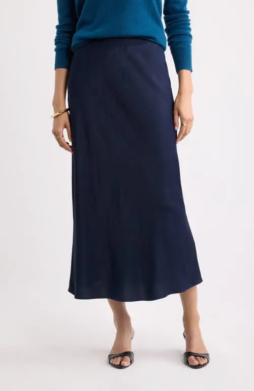 Nordstrom Bias Cut Satin Maxi Skirt - Navy Night