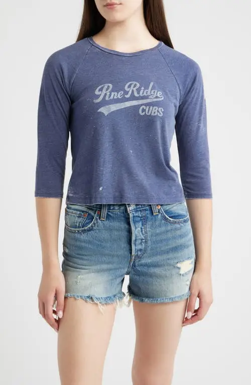 Daydreamer Pine Ridge Cubs Burnout Raglan Graphic T-shirt - Washed Indigo