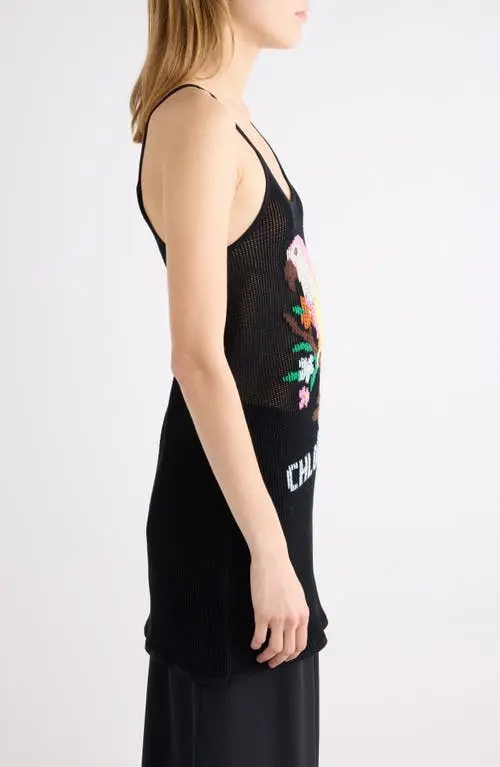 Chloé Parrot Mesh Sleeveless Cotton Minidress