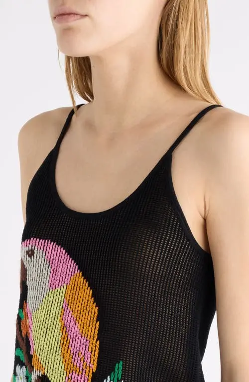 Chloé Parrot Mesh Sleeveless Cotton Minidress